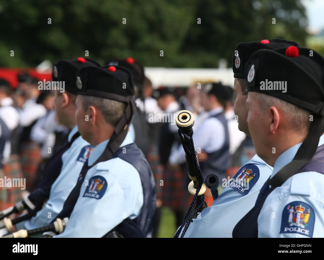 The New Zealand Police Pipe Band in action at the Lisburn & Castlereagh ...