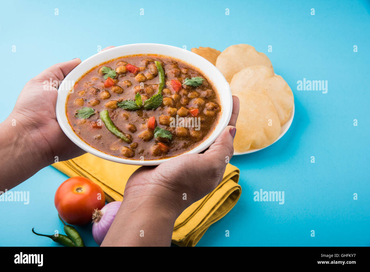spicy chick peas also known as Chola Masala or Chana Masala or Chole ...
