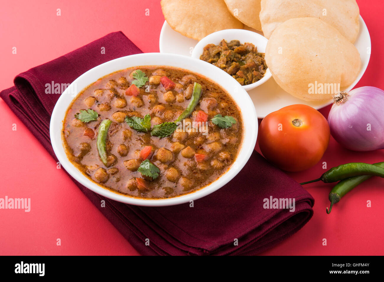 spicy chick peas also known as Chola Masala or Chana Masala or Chole ...