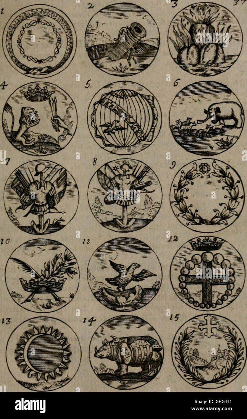 This work presents ancient and modern devices and emblems, including ...