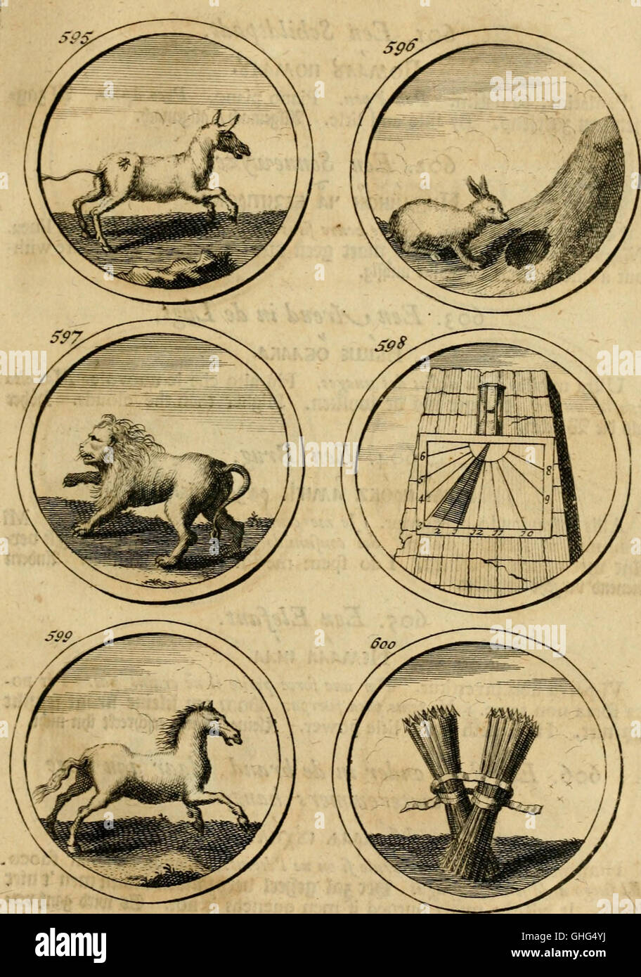 This 1705 work presents a collection of symbols and emblems, featuring ...