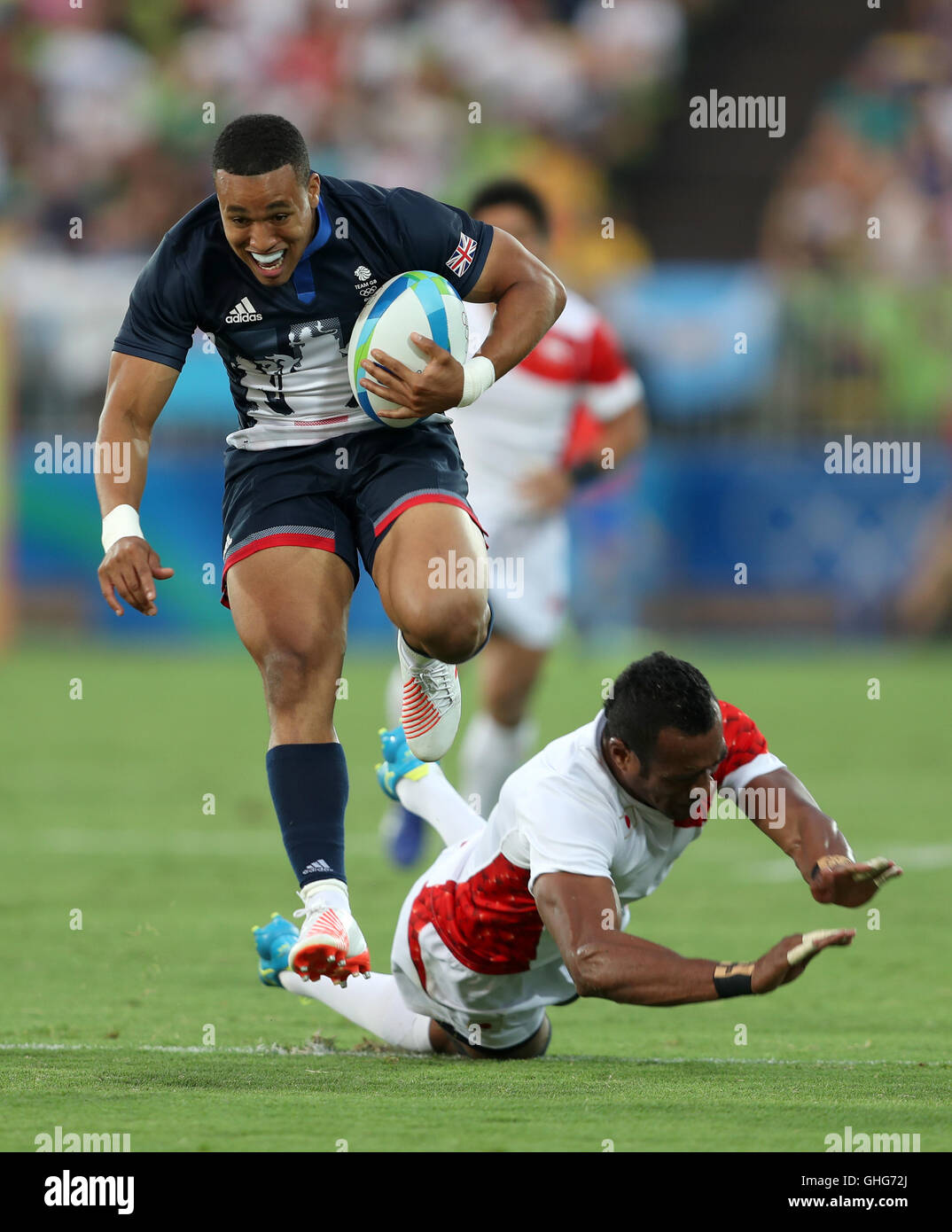 Great Britain's Marcus Watson runs in Great Britain's third try during ...