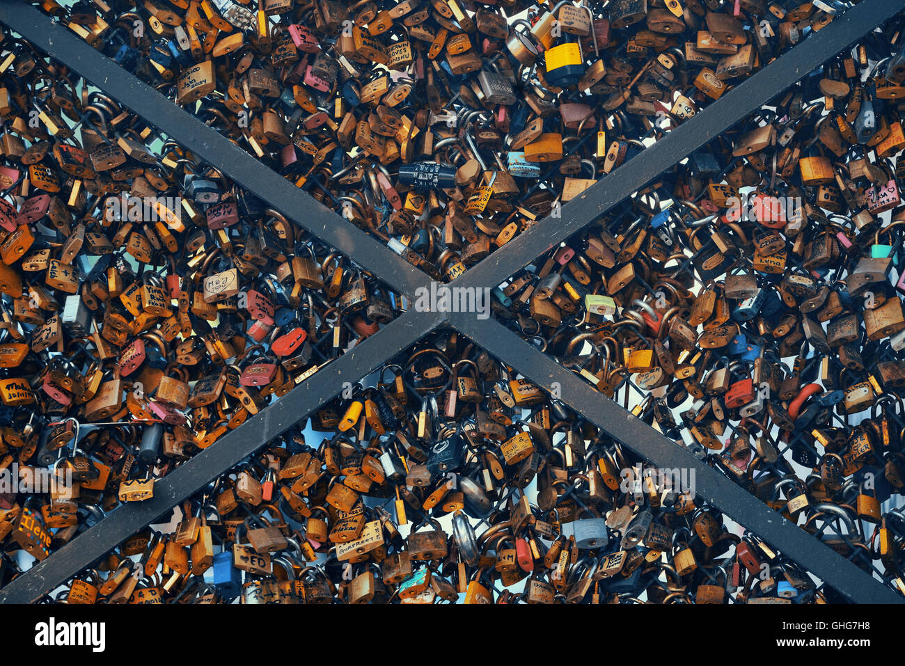 Huge amount of Padlock on bridge in Paris Stock Photo - Alamy