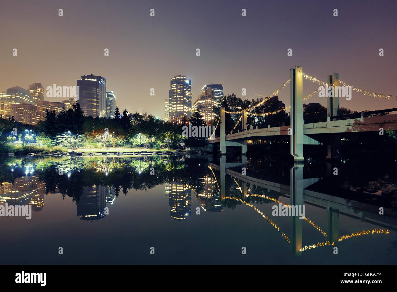 Calgary Prince's Island at night, Canada Stock Photo - Alamy