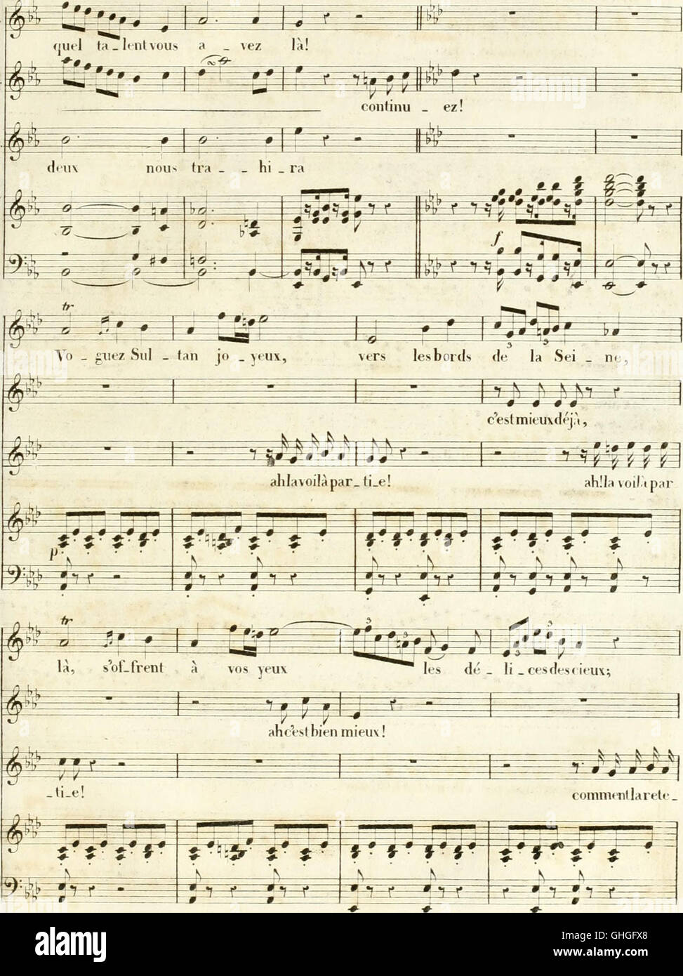 A 1840 French comic opera in three acts, 'L'ambassadrice,' depicting a ...