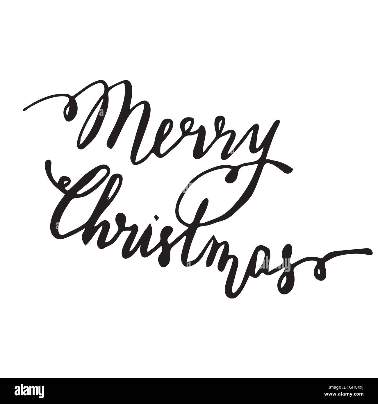 Merry Christmas Hand drawn lettering card Stock Vector Image & Art - Alamy