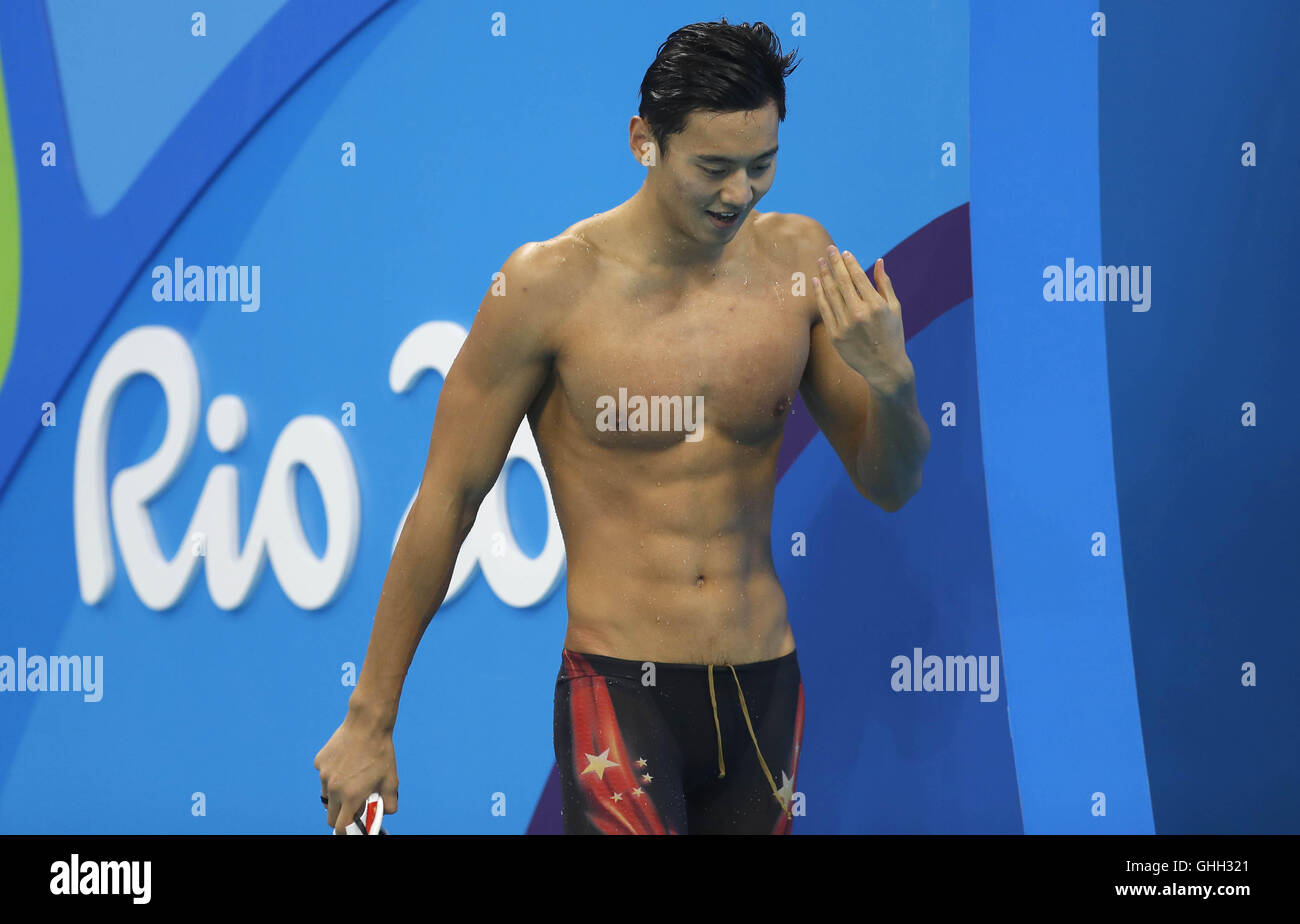 Rio De Janeiro, Brazil. 9th Aug, 2016. Ning Zetao of China reacts after ...