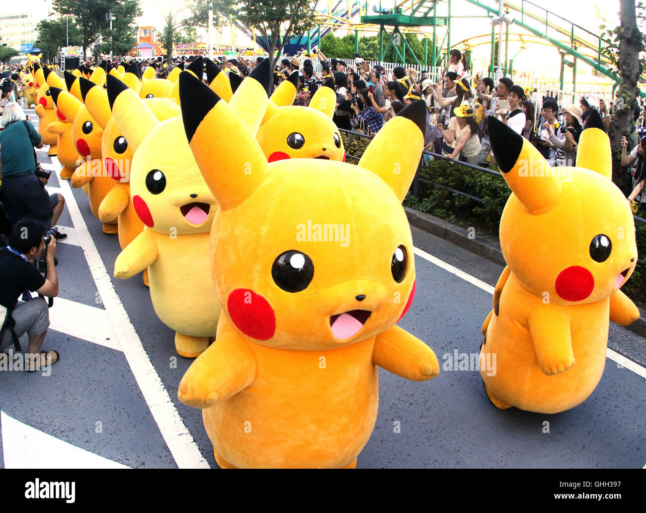 Yokohama, Japan. 7th Aug, 2016. 50 Pikachu characters, Nintendo's ...