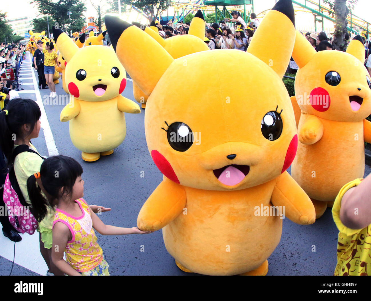 Yokohama, Japan. 7th Aug, 2016. 50 Pikachu characters, Nintendo's ...