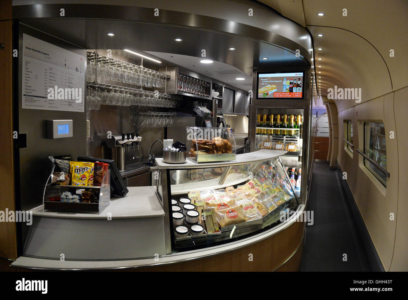 Berlin, Germany. 13th Sep, 2016. The bistro of the new ICE train of ...