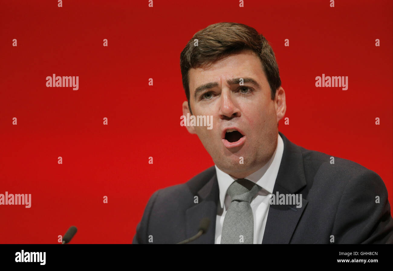 Liverpool, UK. 28th September 2016. Andy Burnham Mp Shadow Home ...