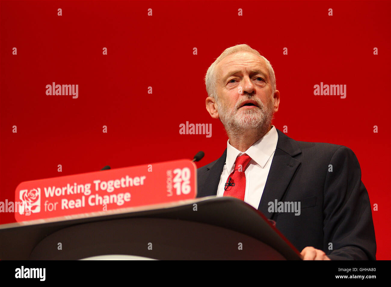 Labour Leader Jeremy Corbyn gives his speech at the Labour Party ...