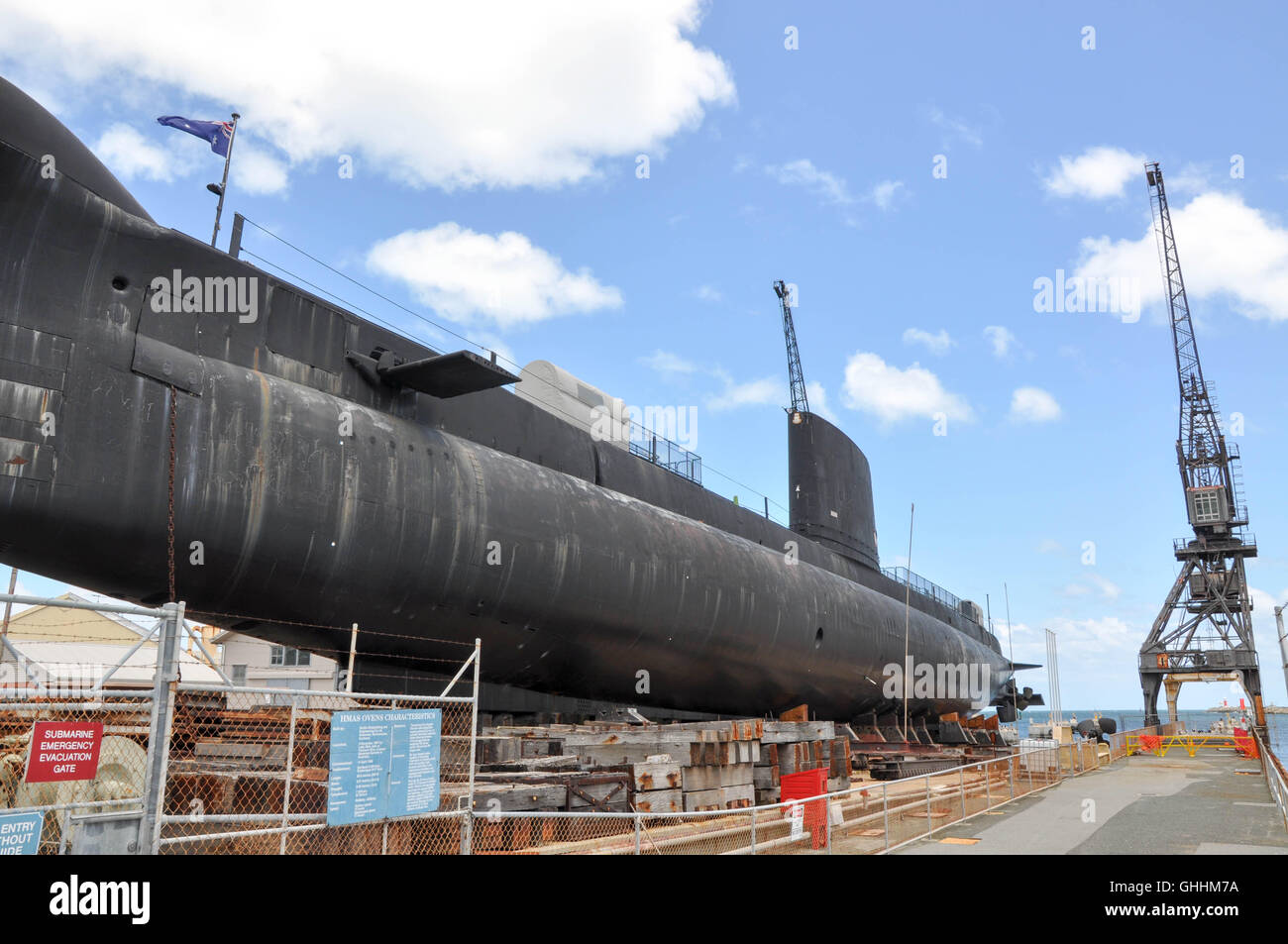 HMAS Ovens Oberon class submarine on display outside the Western ...
