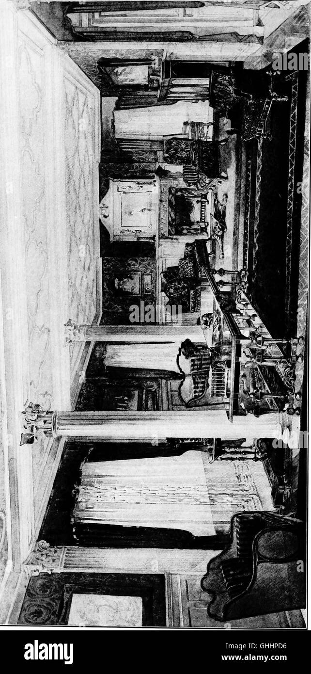 This 1915 work presents a collection of interior design illustrations ...