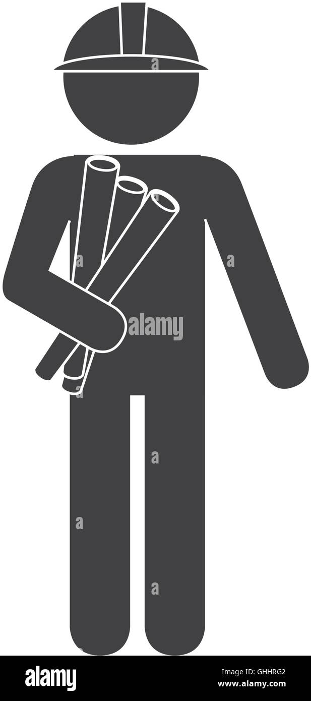 architect plan helmet construction icon vector graphic Stock Vector ...