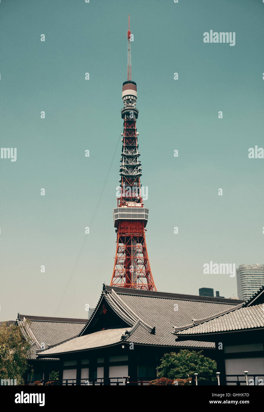 Tokyo Tower and temple as the city landmark. Japan Stock Photo - Alamy