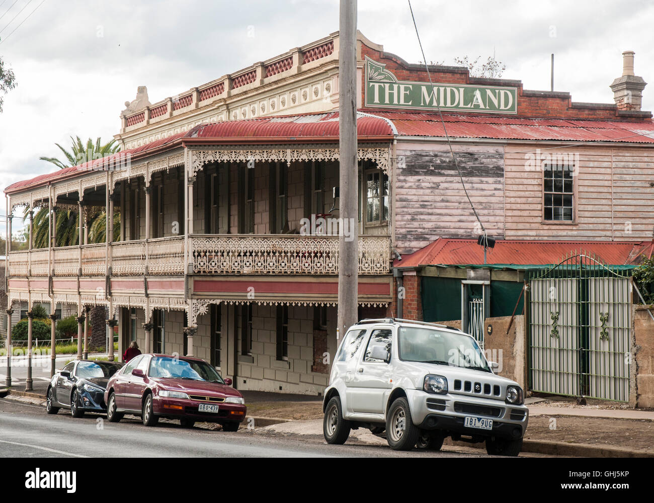 Historic Midland Hotel in the Victorian goldfields town of Castlemaine ...