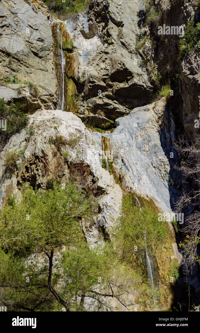The beautiful waterfall of Fish Canyon Falls Trail, Los Angeles Stock ...