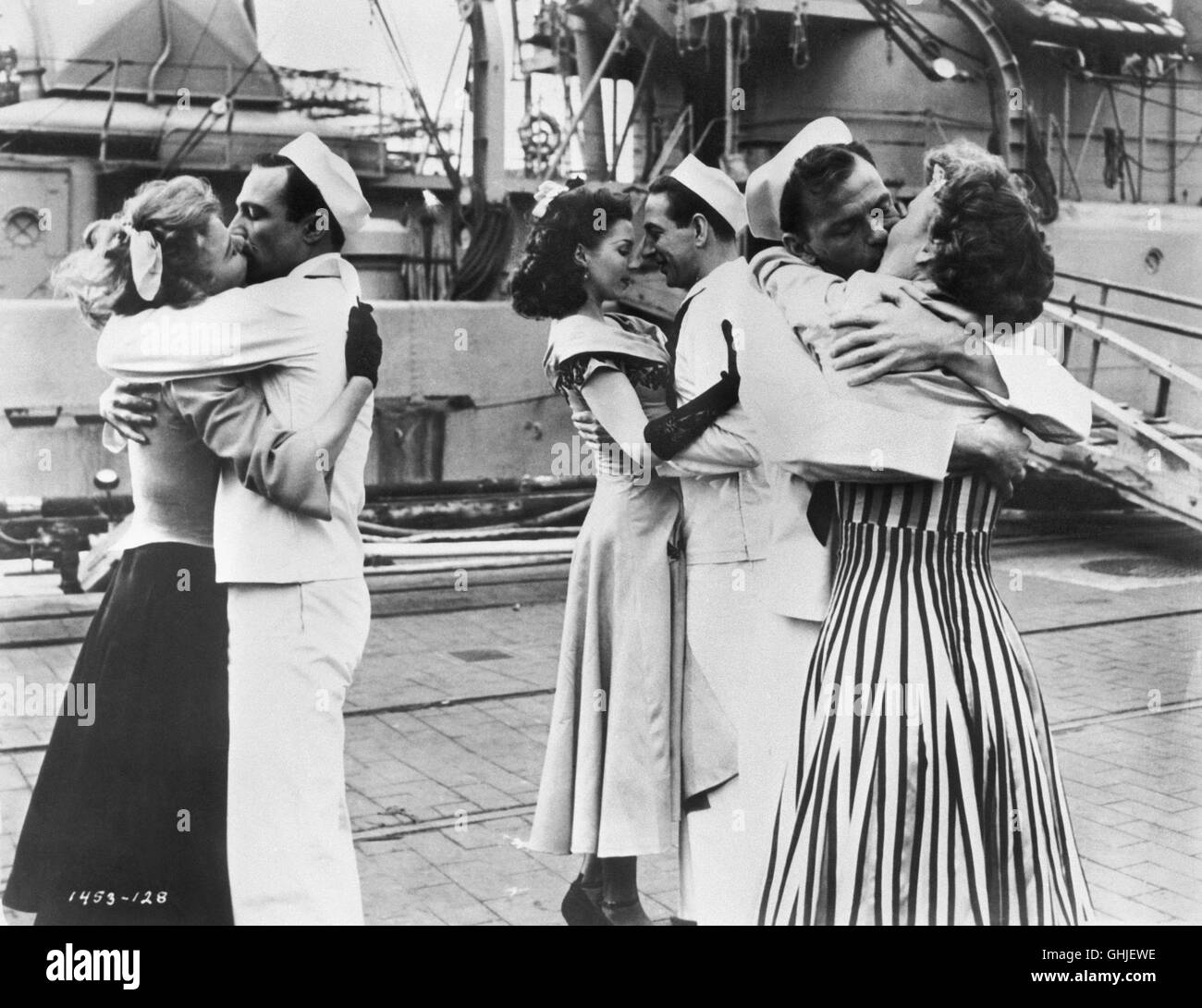 The kissing seamen: VERA-ELLEN and GENE KELLY, ANN MILLER and JULES ...