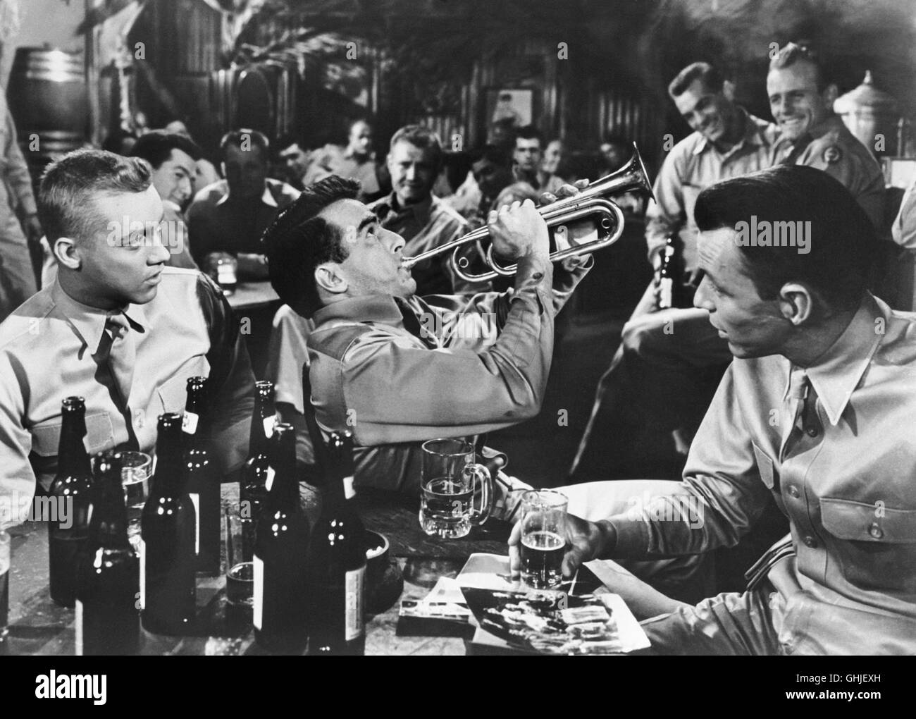 MONTGOMERY CLIFT with trumpet (Robert Prewitt), FRANK SINATRA (Angelo ...