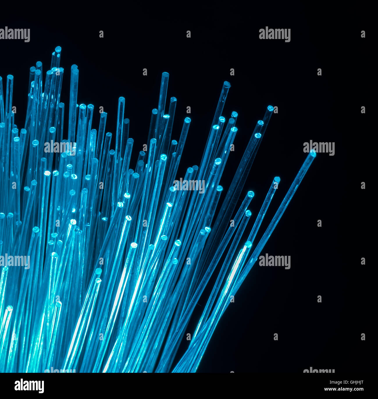 optical fibres dinamic flying from deep on technology background Stock ...