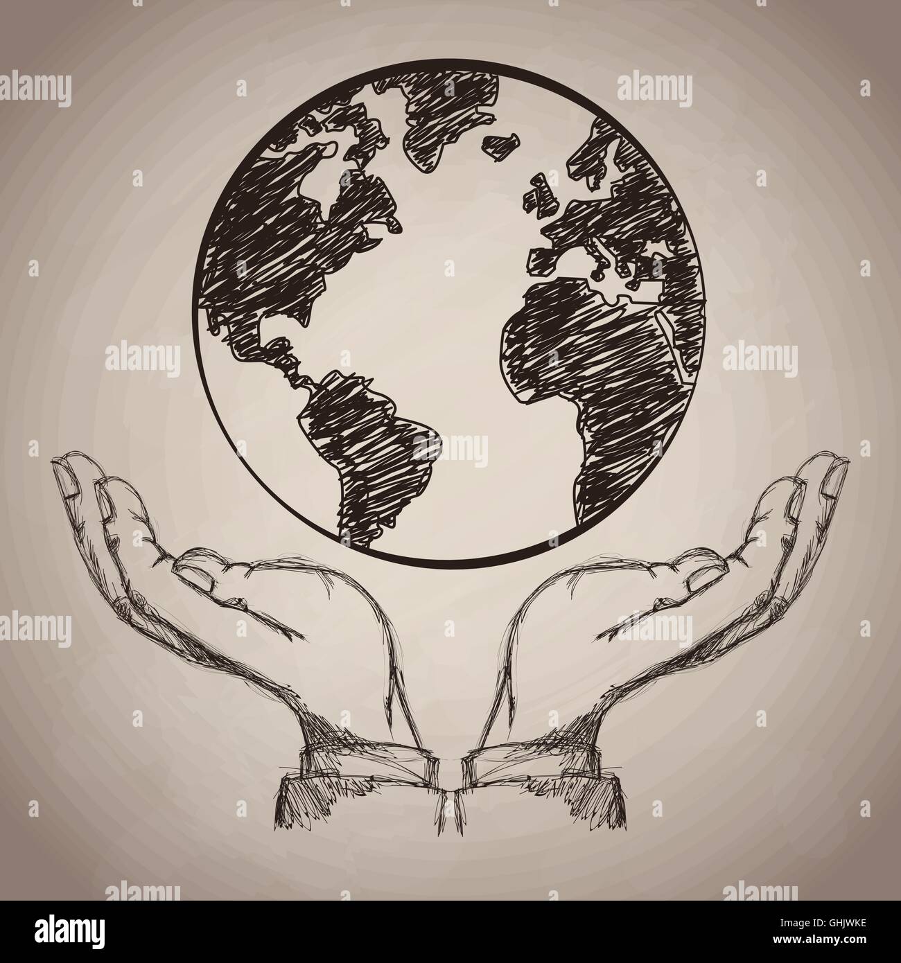 hand planet earth business icon. Vector graphic Stock Vector Image ...