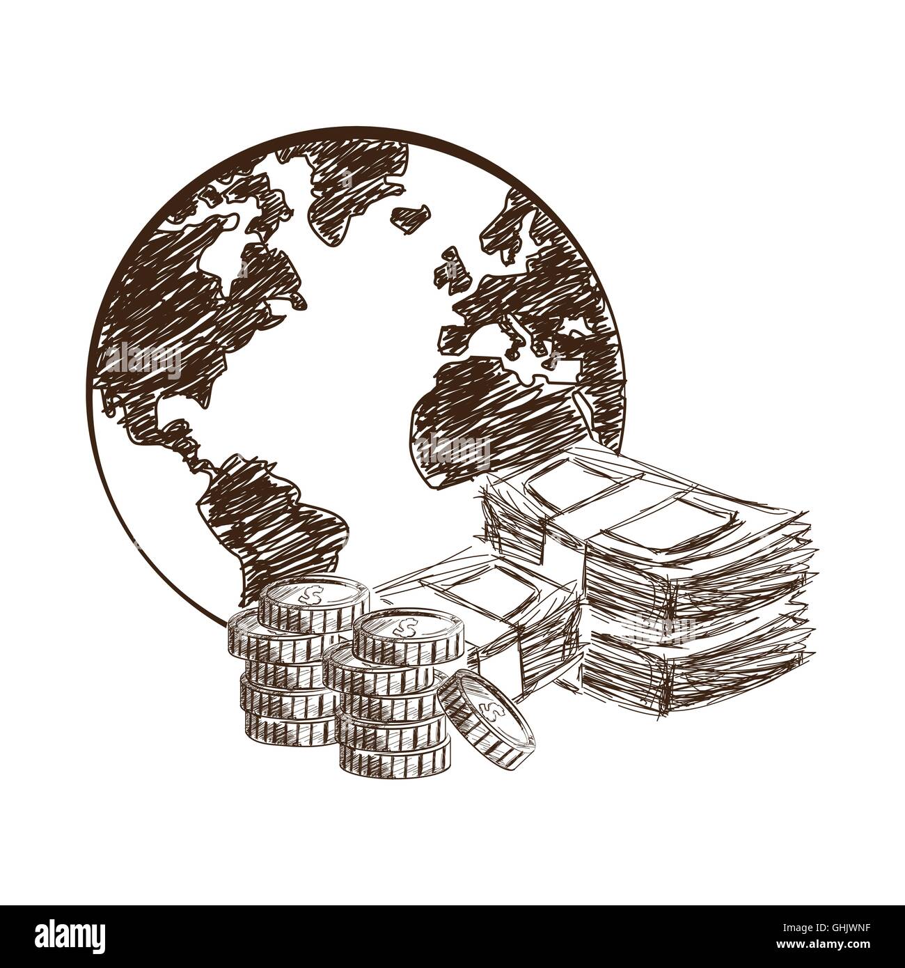 Money bills planet icon hi-res stock photography and images - Alamy