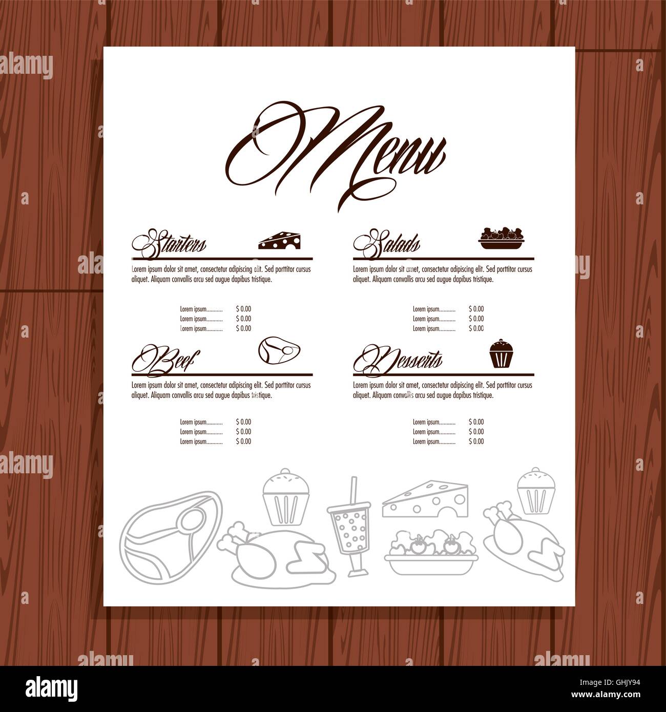 Starters restaurant Stock Vector Images - Alamy