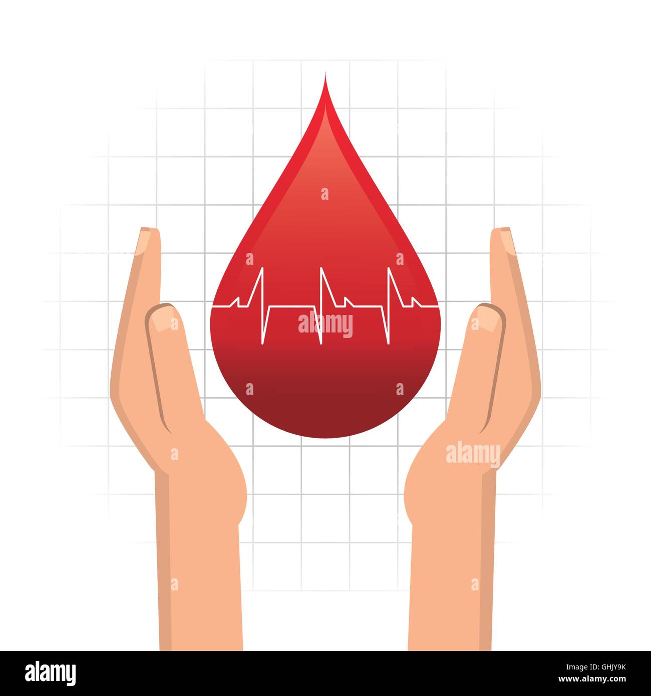 drop hand pulse blood donation icon. Vector graphic Stock Vector Image ...