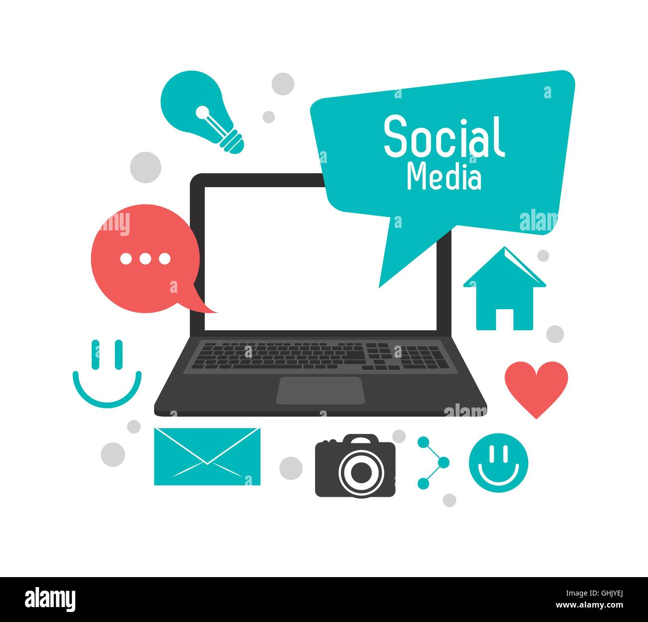 laptop gadget social media icon set. Vector graphic Stock Vector Image ...