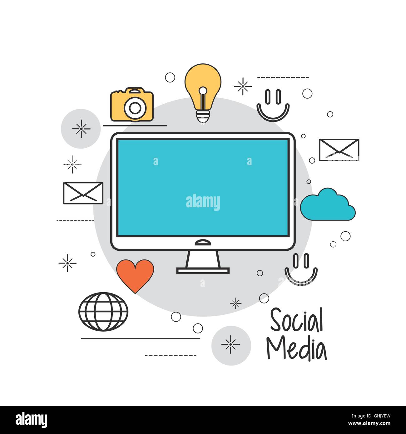 computer gadget social media icon set. Vector graphic Stock Vector ...