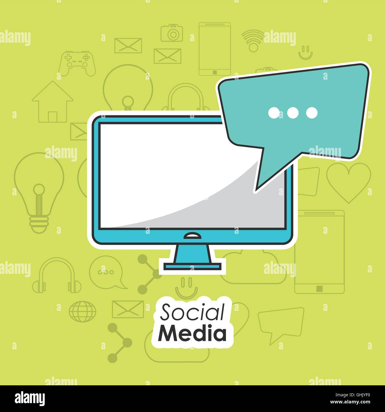 computer gadget social media icon set. Vector graphic Stock Vector ...