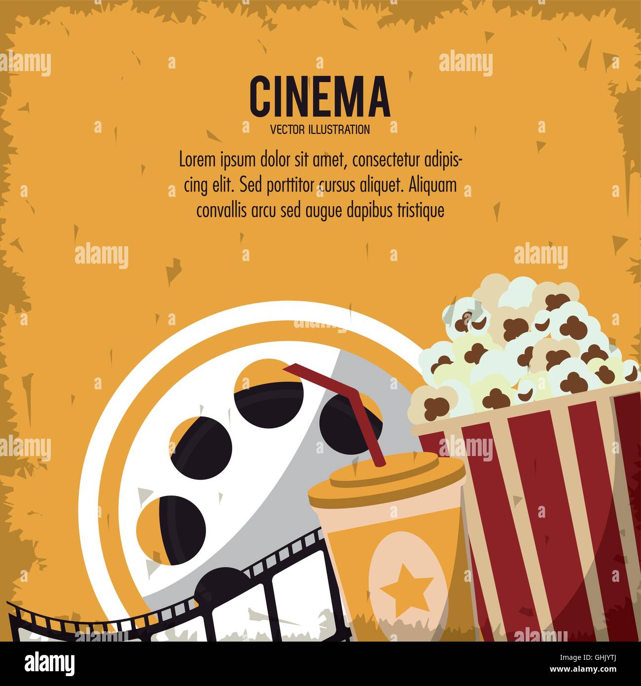 pop corn soda movie film reel icon. Vector graphic Stock Vector Image ...