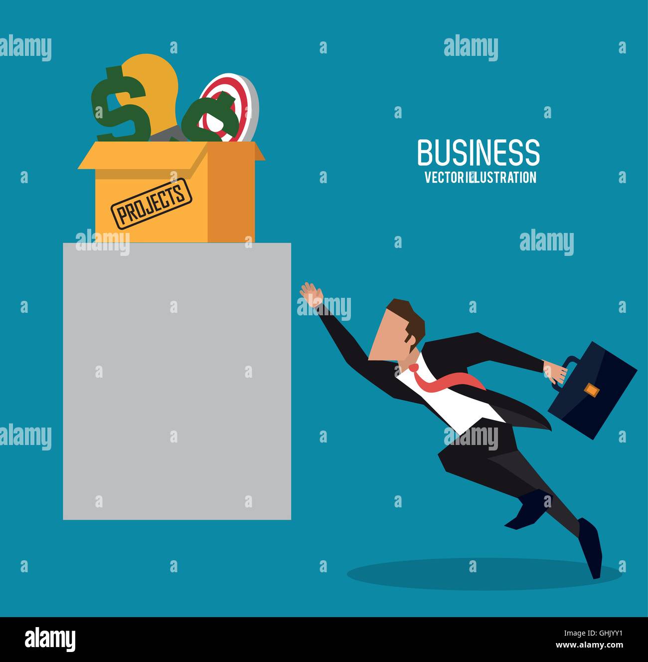 Businessman projects box. Vector graphic Stock Vector Image & Art - Alamy