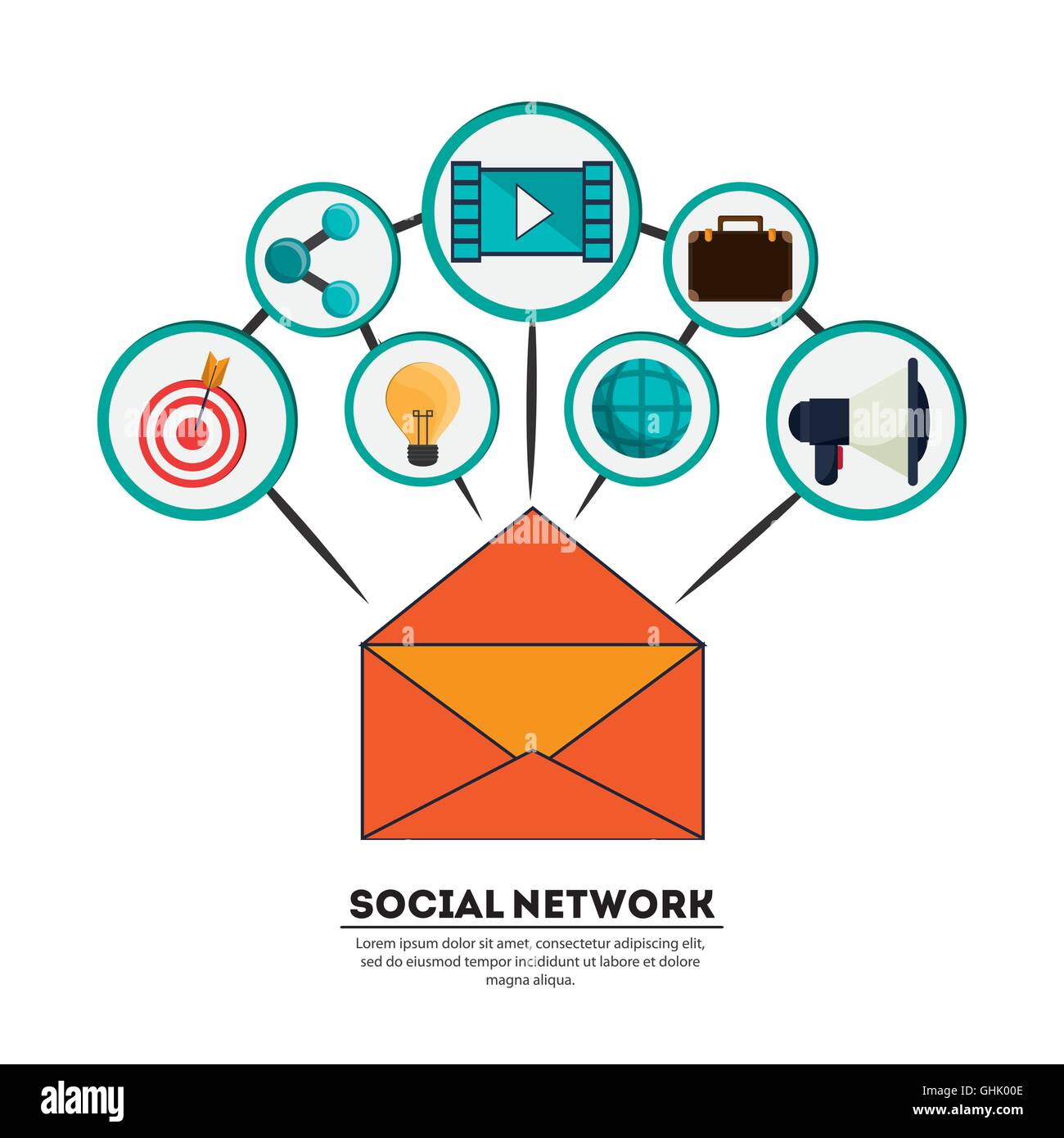 envelope social network icon set. Vector graphic Stock Vector Image ...