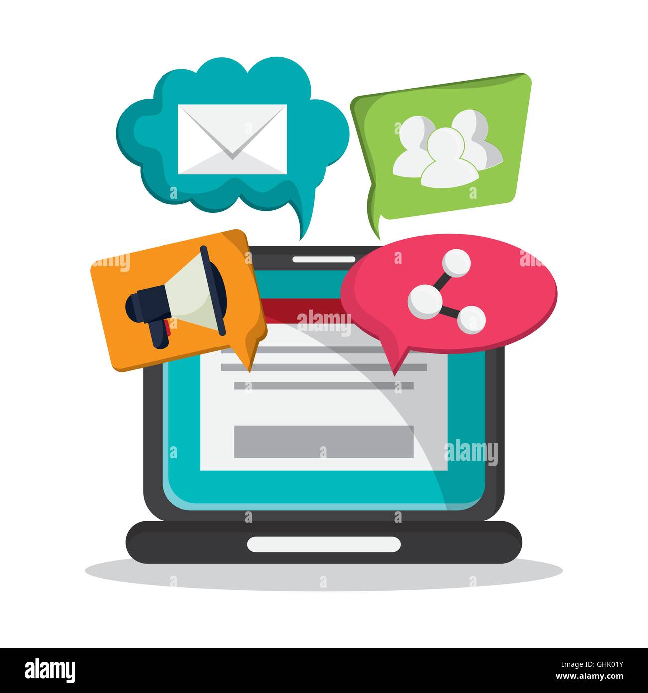laptop social network media multimedia icon. Vector graphic Stock ...
