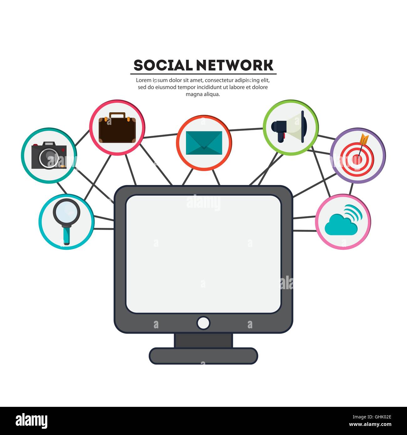 computer social network media icon set. Vector graphic Stock Vector ...