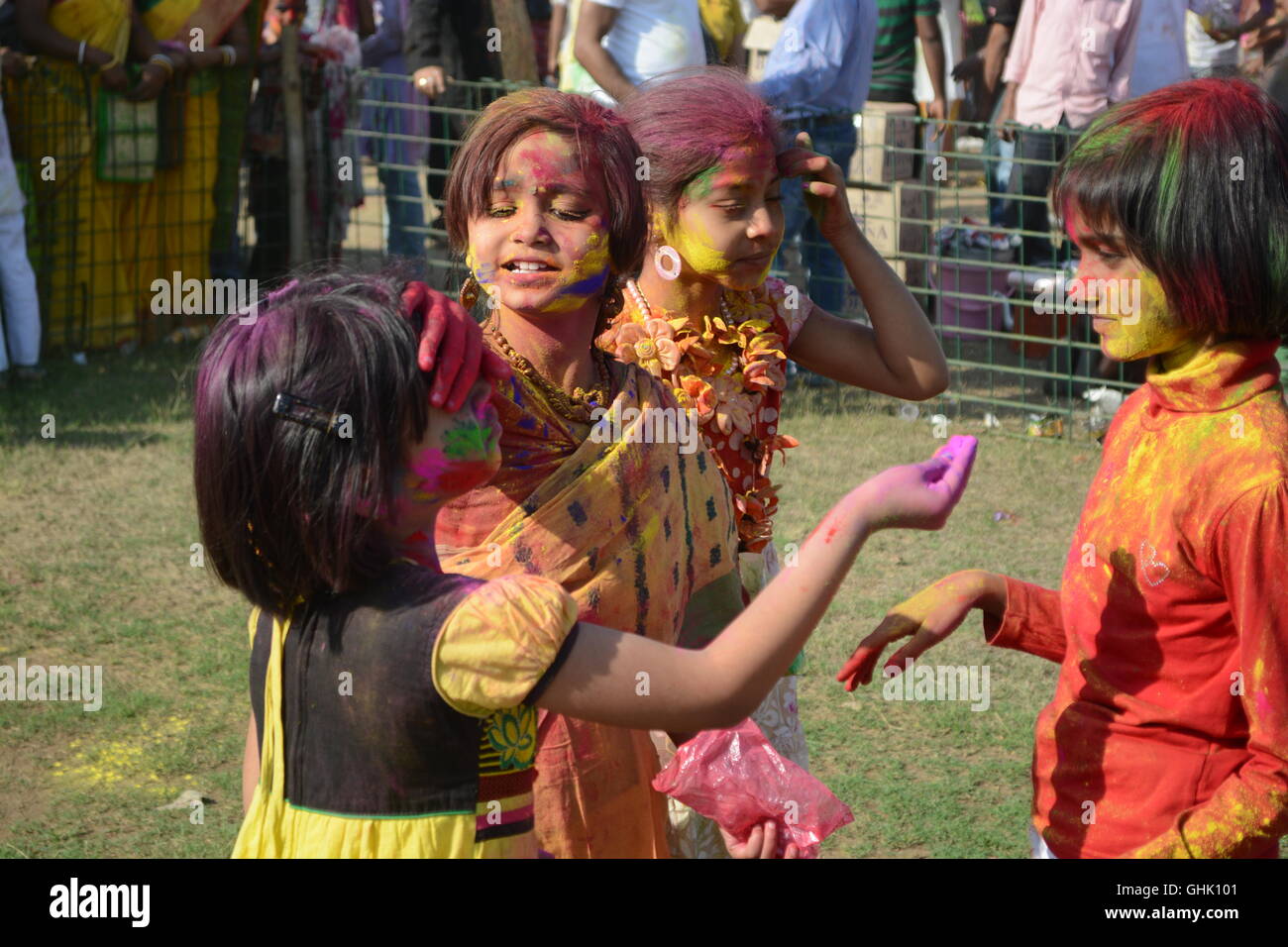 Children are enjoying Holi, the color festival of India. The festival ...
