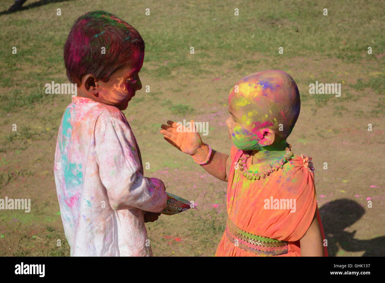 Children are enjoying Holi, the color festival of India. The festival ...