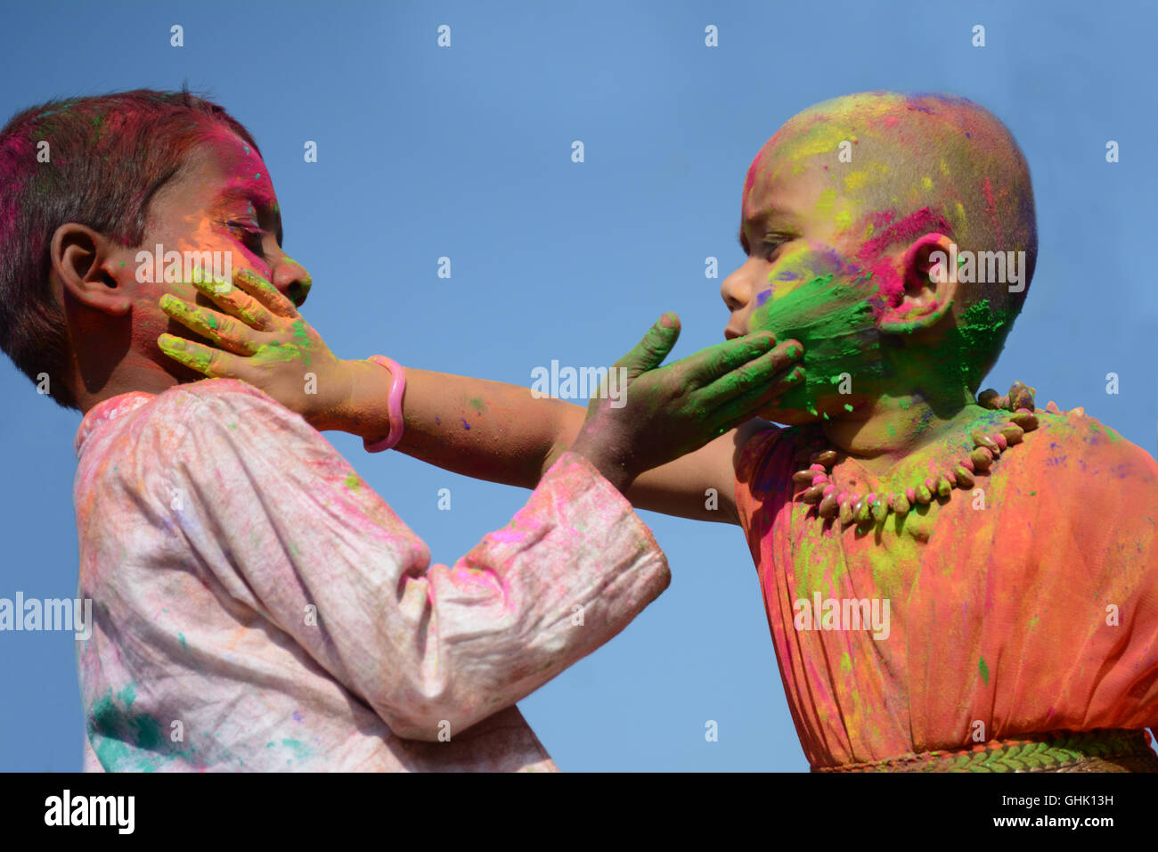 Children are enjoying Holi, the color festival of India. The festival ...