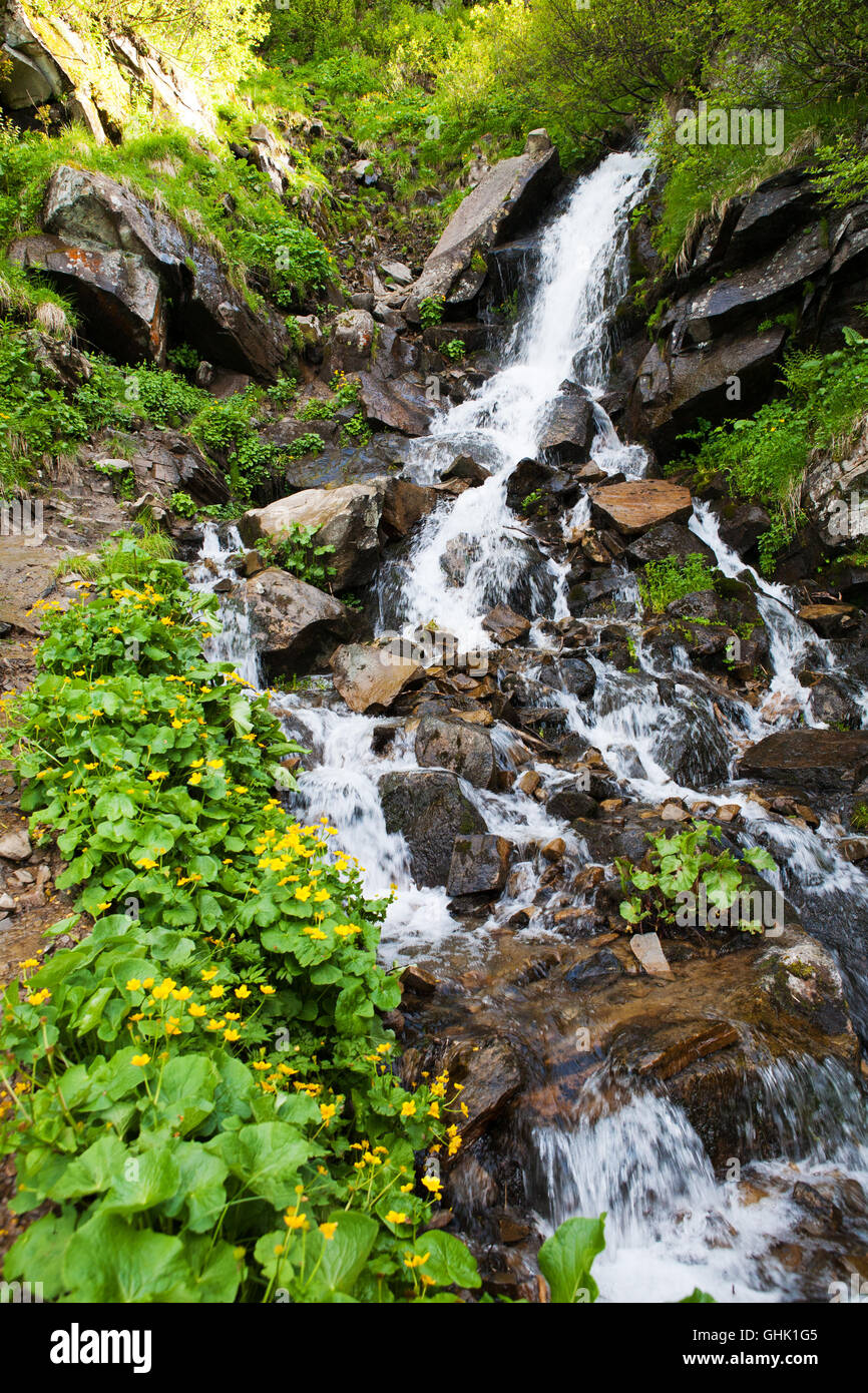 Waterfall landscape on mountain slope hi-res stock photography and ...