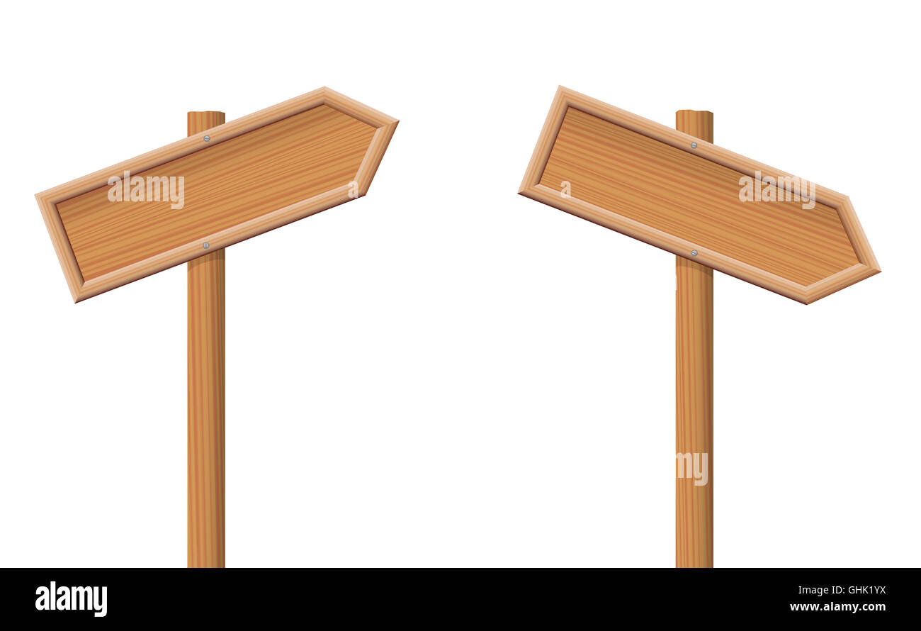 Guideposts pointing up and down - unlabeled, wooden arrows Stock Photo ...