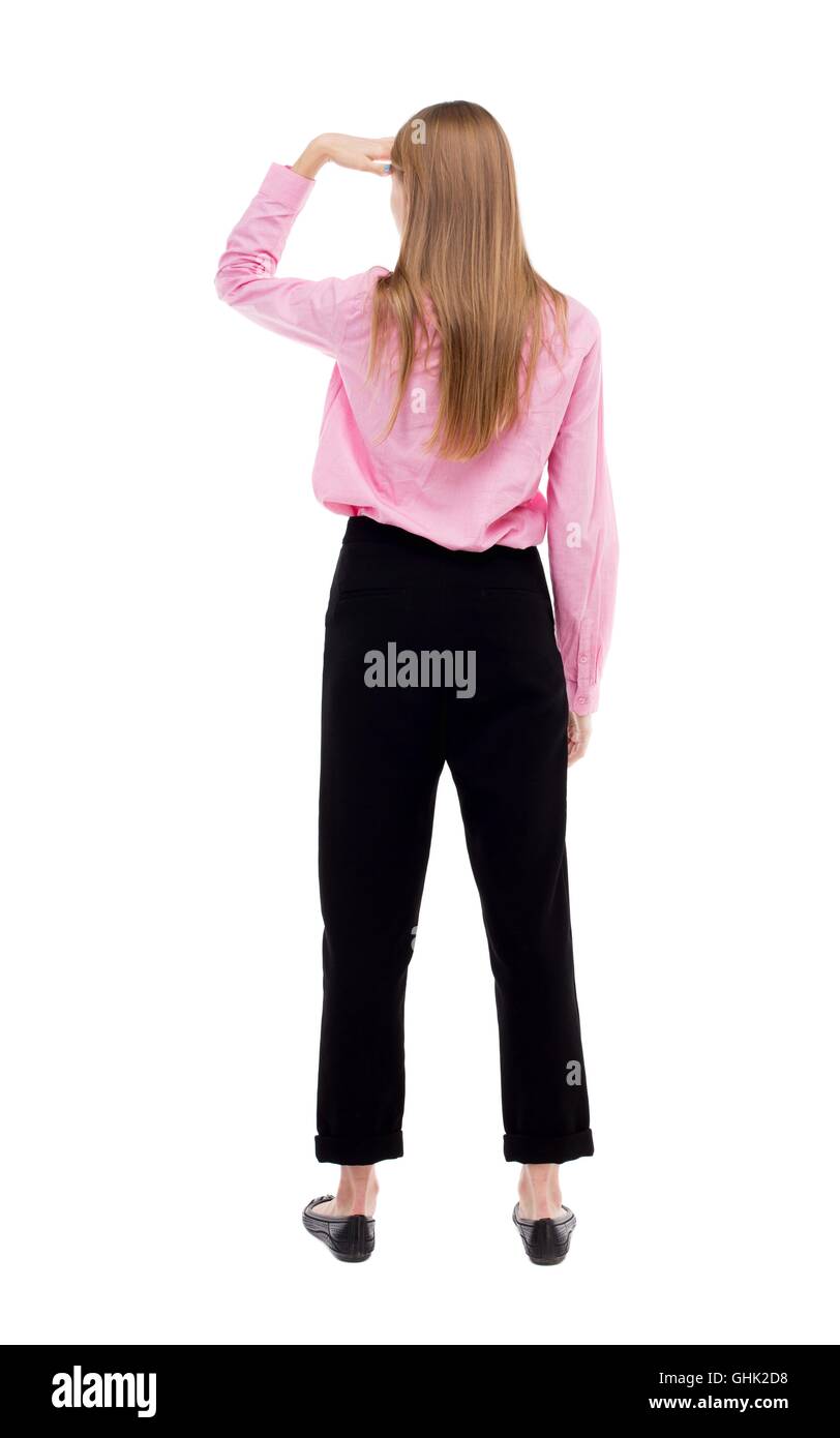 back view of standing young beautiful woman Stock Photo - Alamy