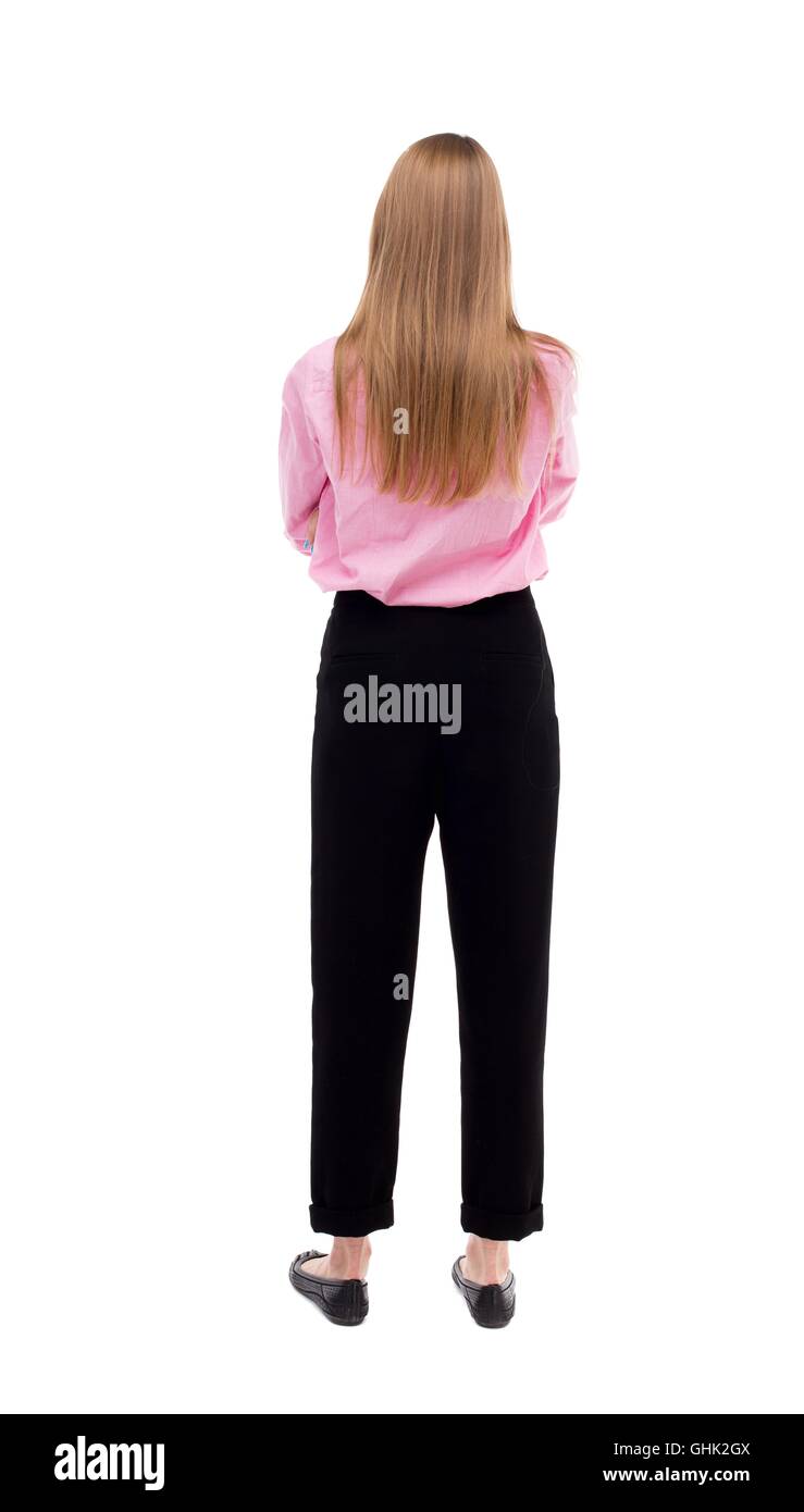 back view of standing young beautiful woman Stock Photo - Alamy