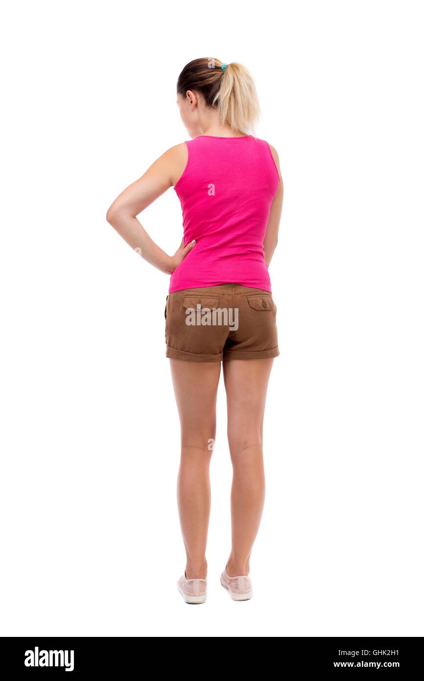 back view of standing young beautiful woman Stock Photo - Alamy