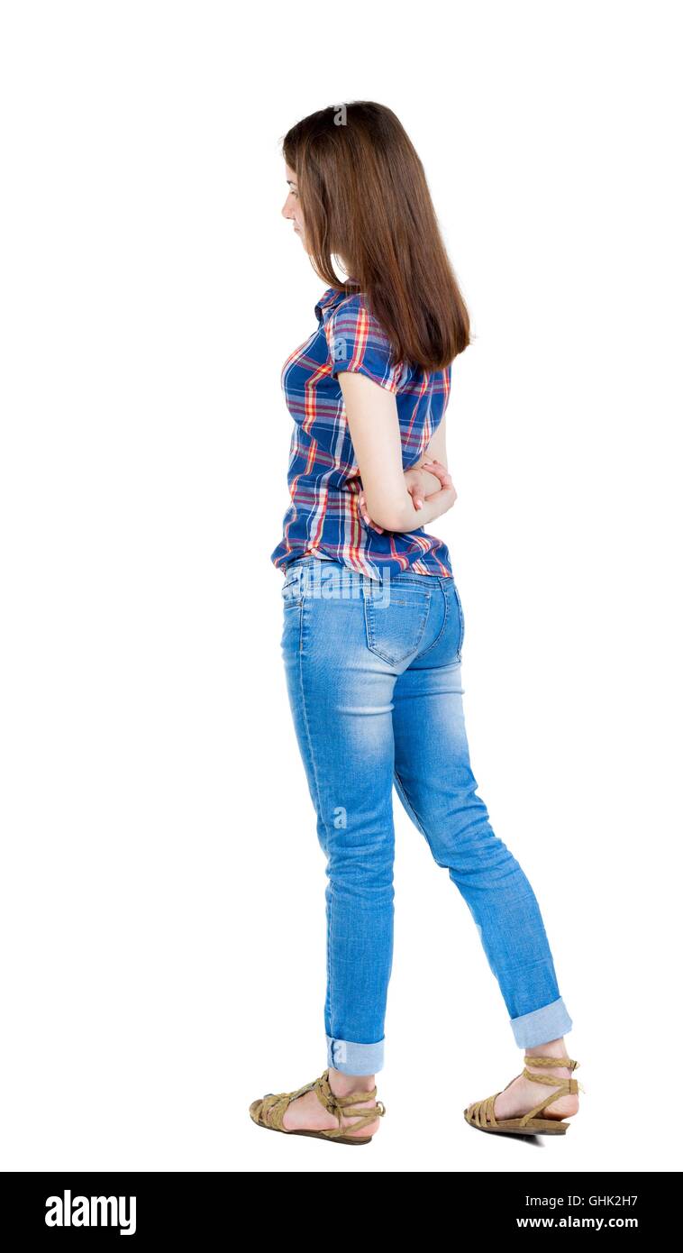 back view of standing young beautiful woman Stock Photo - Alamy