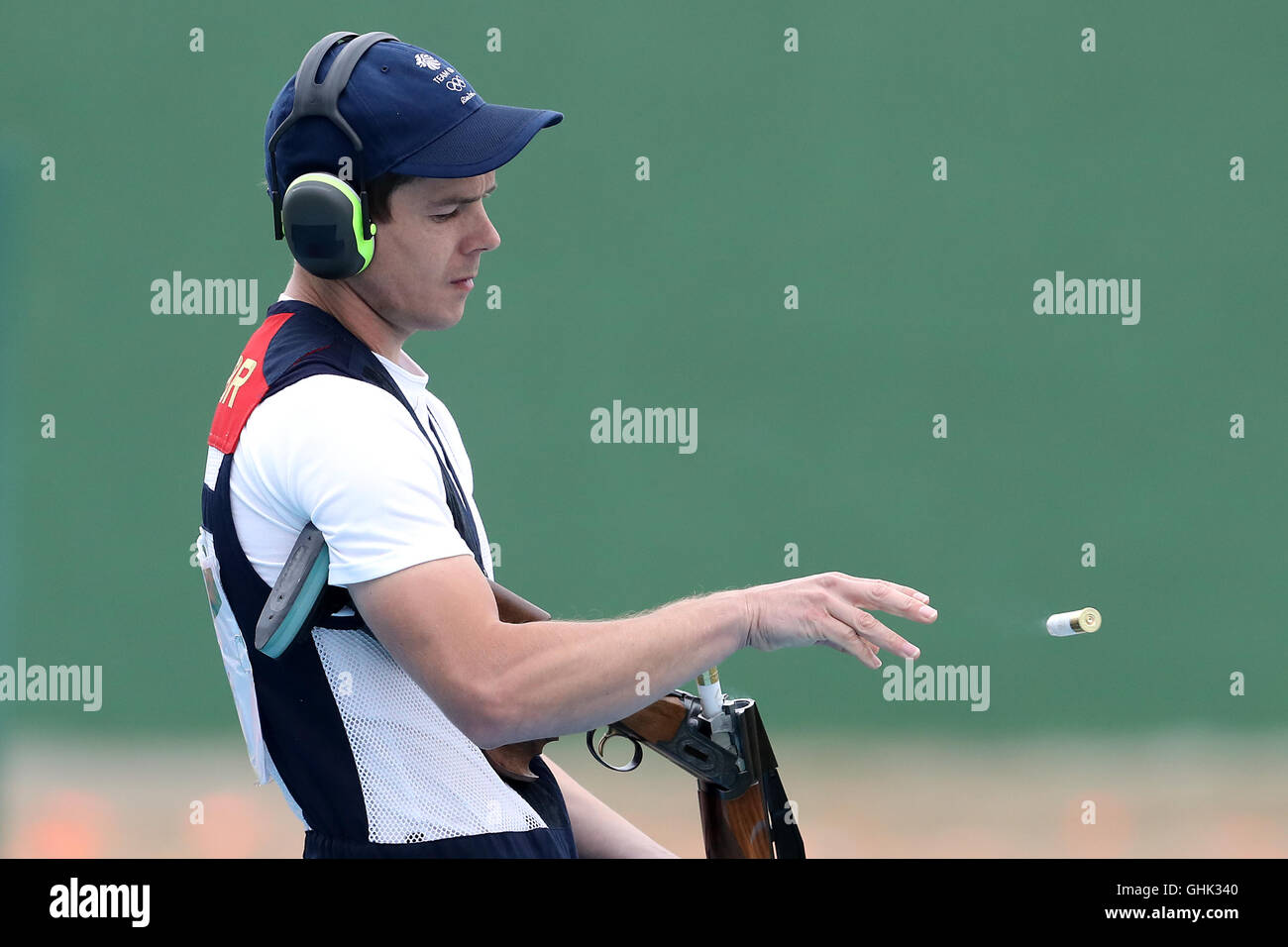 Great Britain's Tim Kneale competes in the men's double trap shooting ...