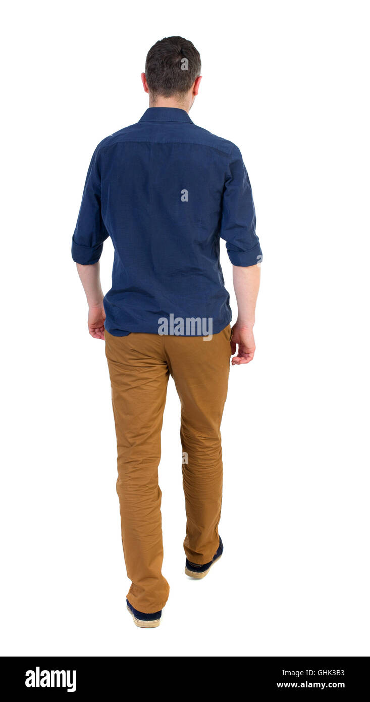 Back view of going handsome man Stock Photo - Alamy