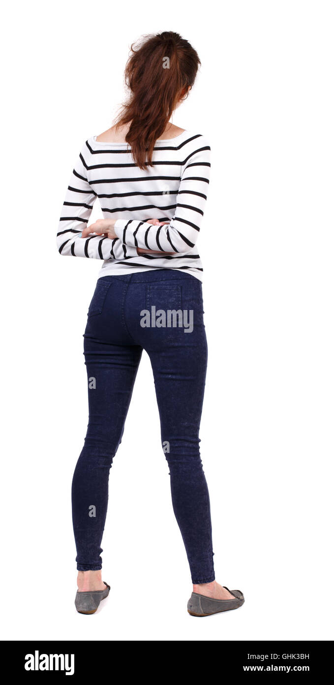 back view of standing young beautiful woman Stock Photo - Alamy