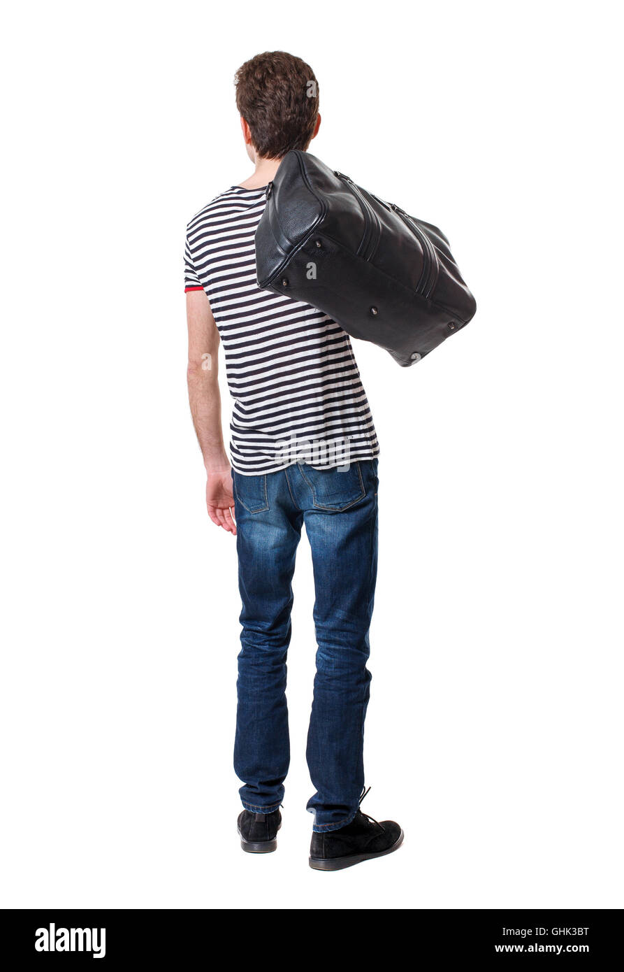 Back view of man with bag Stock Photo - Alamy